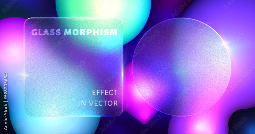 Glassmorphism vector effect with transparent card on fluid gradient ...