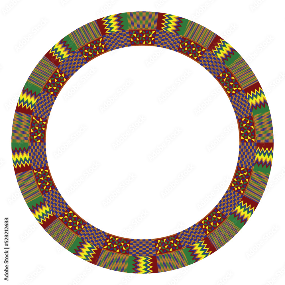 Ethnic pattern round frame. African tribal textile ornament. Circle ...