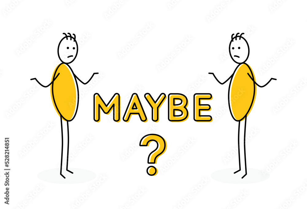 Stickman with text vector. Maybe word with question mark isolated on ...