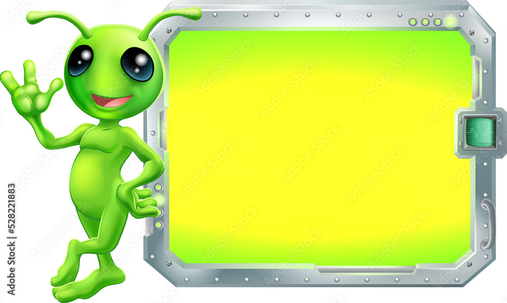 Alien with sign or screen Stock Illustration | Adobe Stock