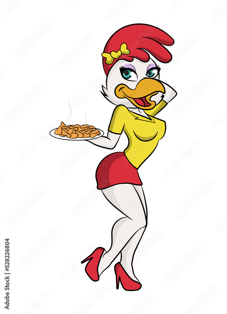 Cartoon Sexy Chicken Mascot Fast Food Character Service Stock ...