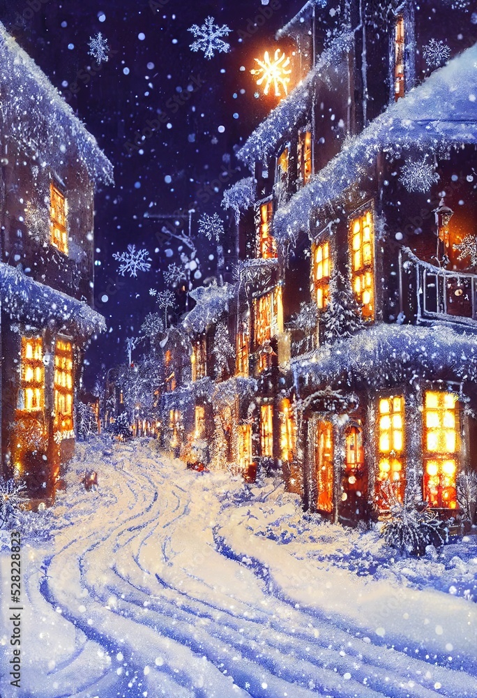 Falling Snow At Night Wallpaper