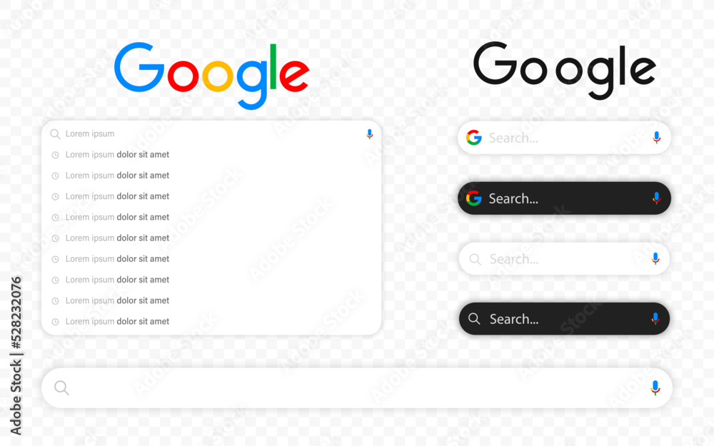Google search bar collection. Google search bars set. Google search ...