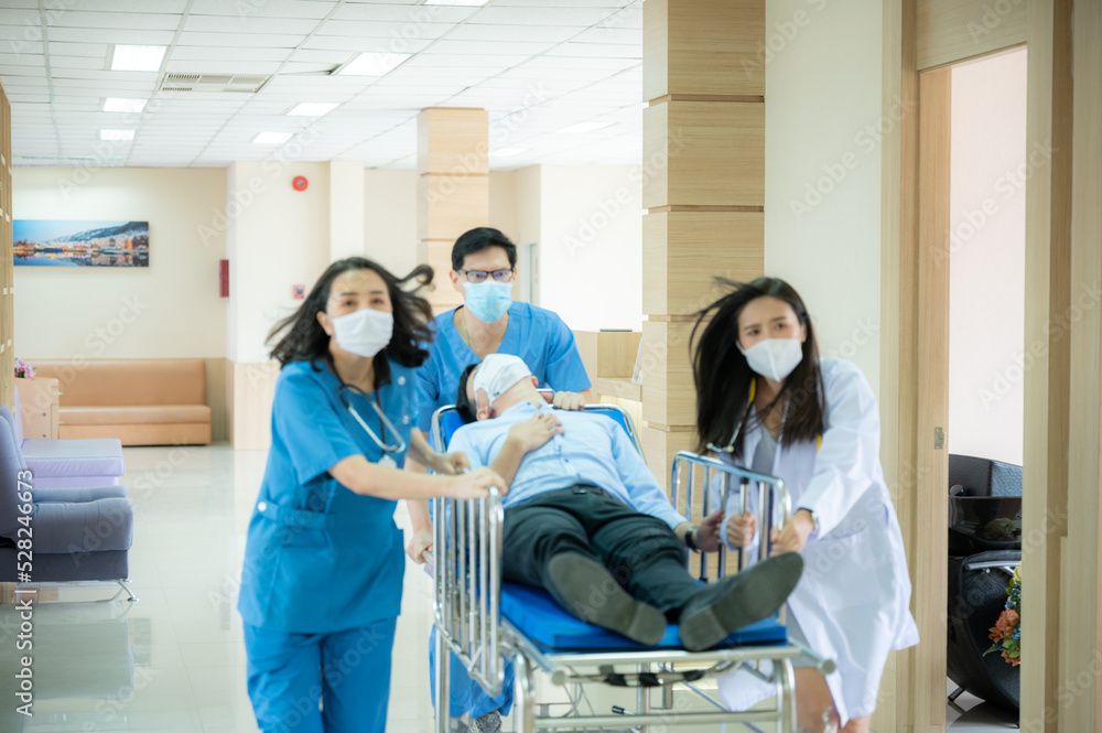 emergency patient concept, professional doctor working for help ...