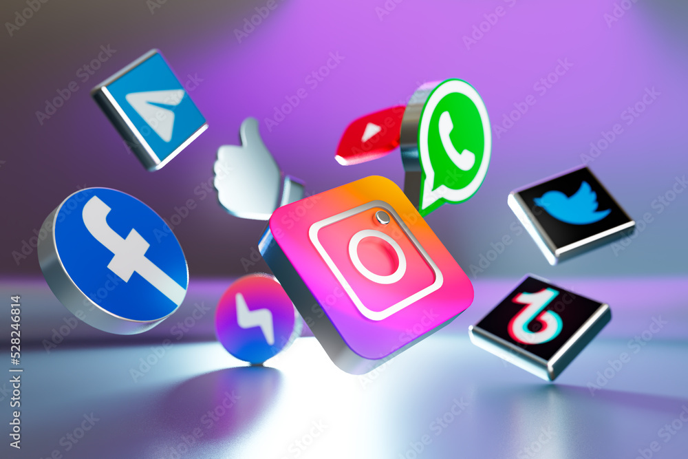 ILUSTRACION LOGOS DE REDES SOCIALES FLOTANDO Stock Illustration | Adobe ...