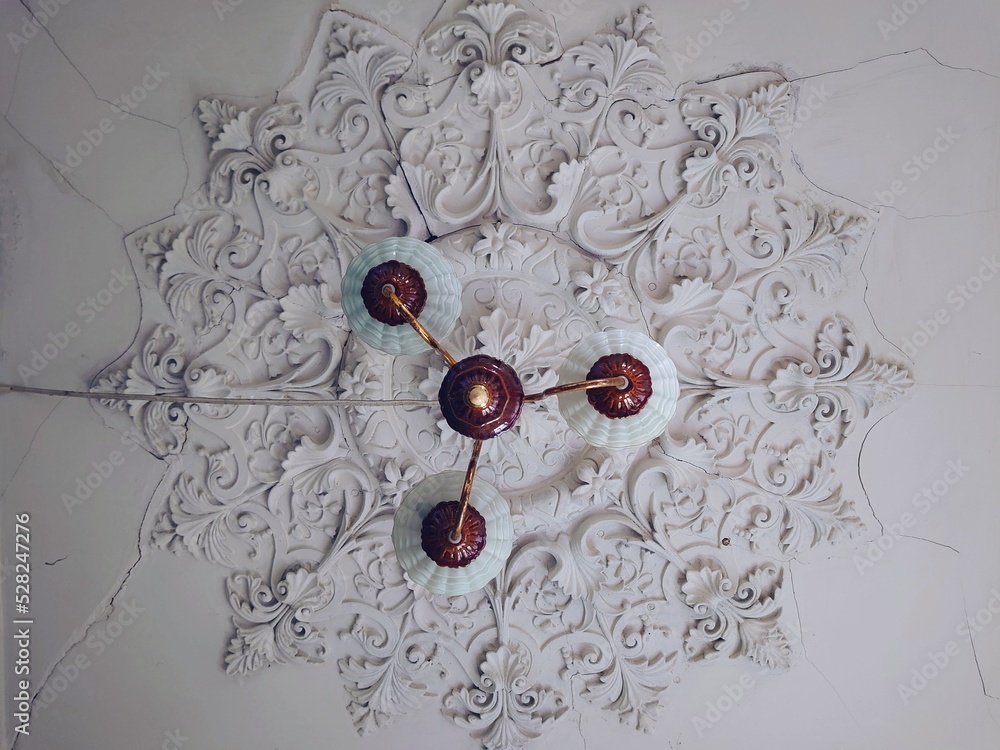 Ceiling of the 19th century house. Russian rural architecture in ...