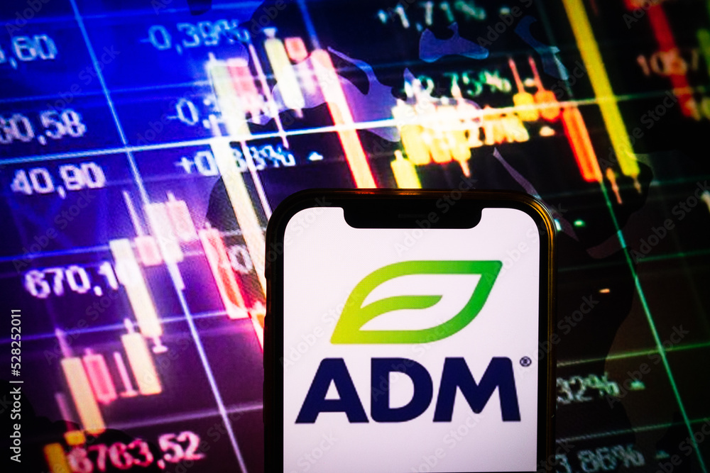 KONSKIE, POLAND - August 30, 2022: Smartphone displaying logo of ADM ...