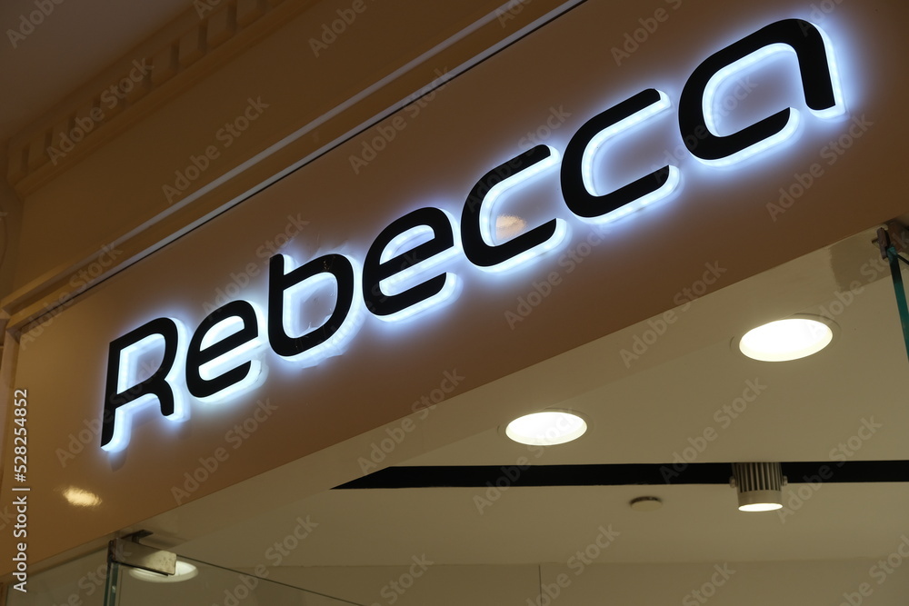 shanghai,china-Sep.3rd 2022: close up Rebecca store sign. Henan Rebecca ...