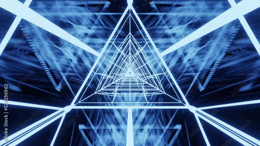 Blue ice triangle tunnel VJ loop background Stock Video | Adobe Stock