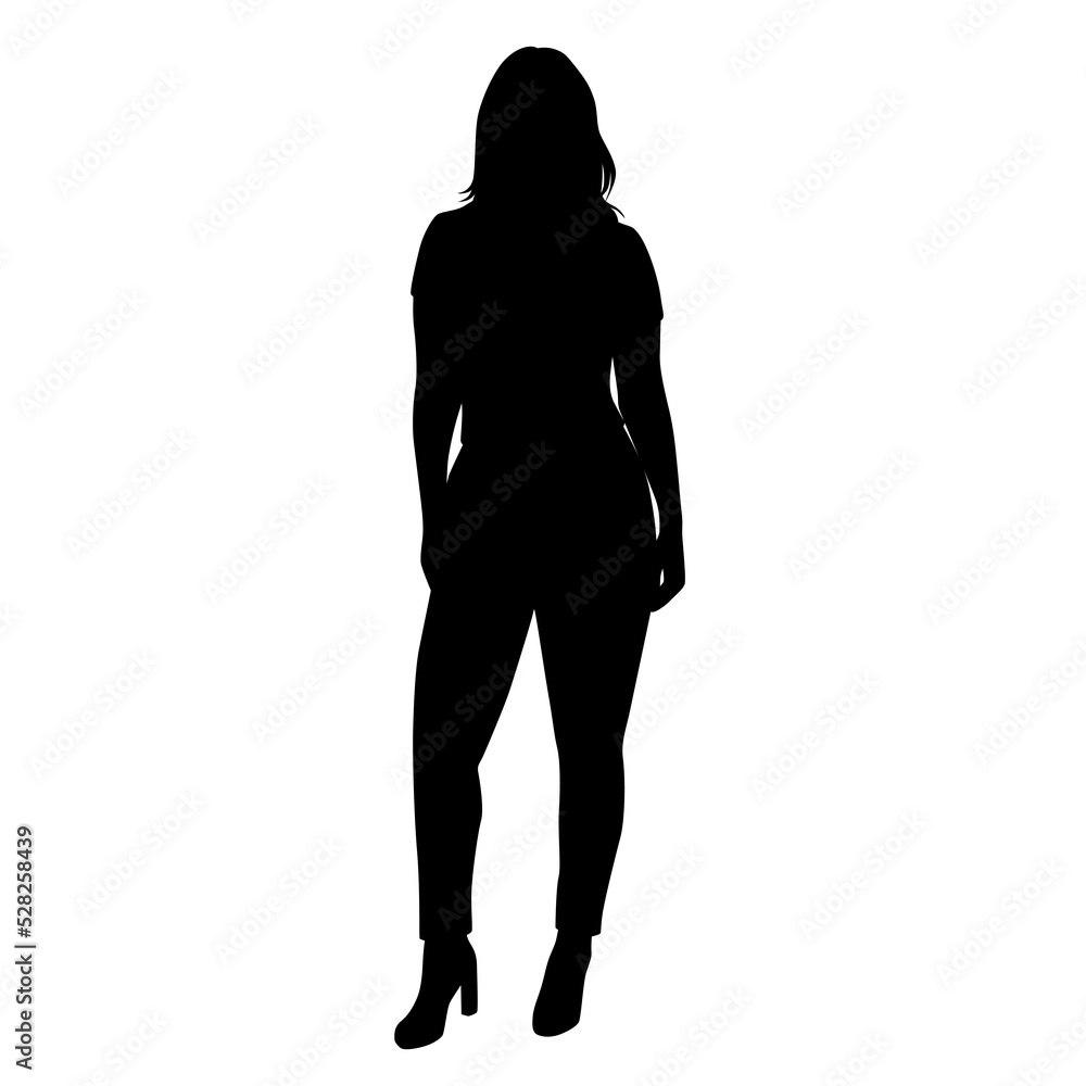 Vector silhouette of standing woman, the beautiful plus size fashion ...