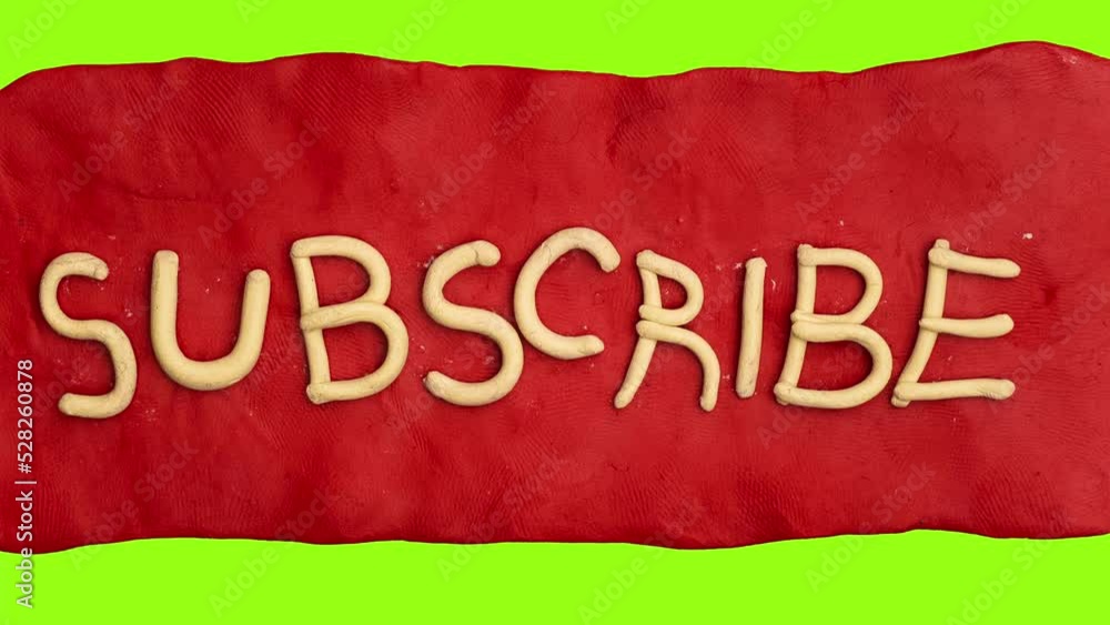 Stop motion video animation of clicking subscribe plasticine button on ...