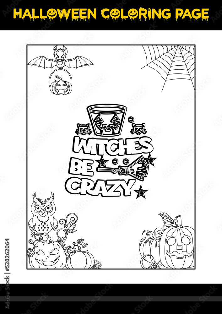 Halloween Quotes Coloring page. Halloween coloring page for kids. Stock ...