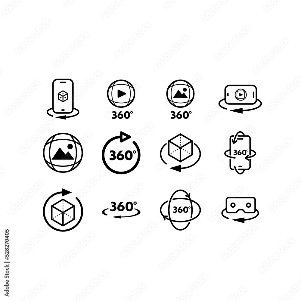 Set of vector icons for 3D, Virtual Reality and Augmented Reality ...