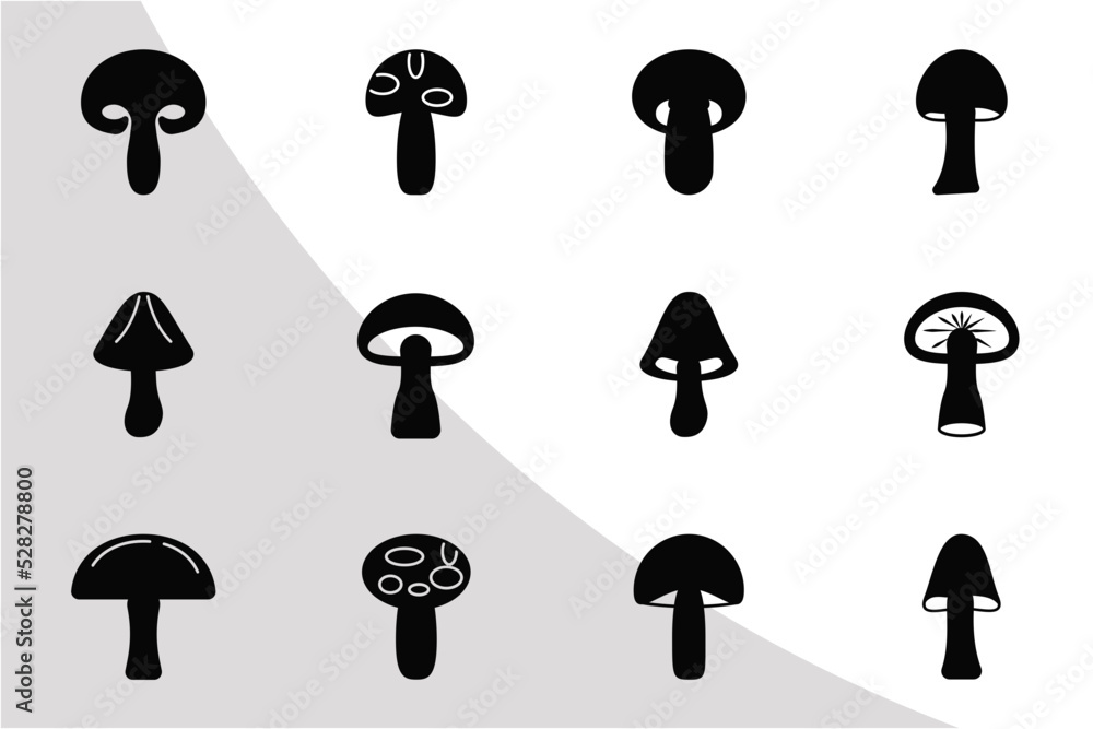 Wild Mushrooms Icons Fill, Mushrooms Fill Svg, Wild Mushroom Bundle ...
