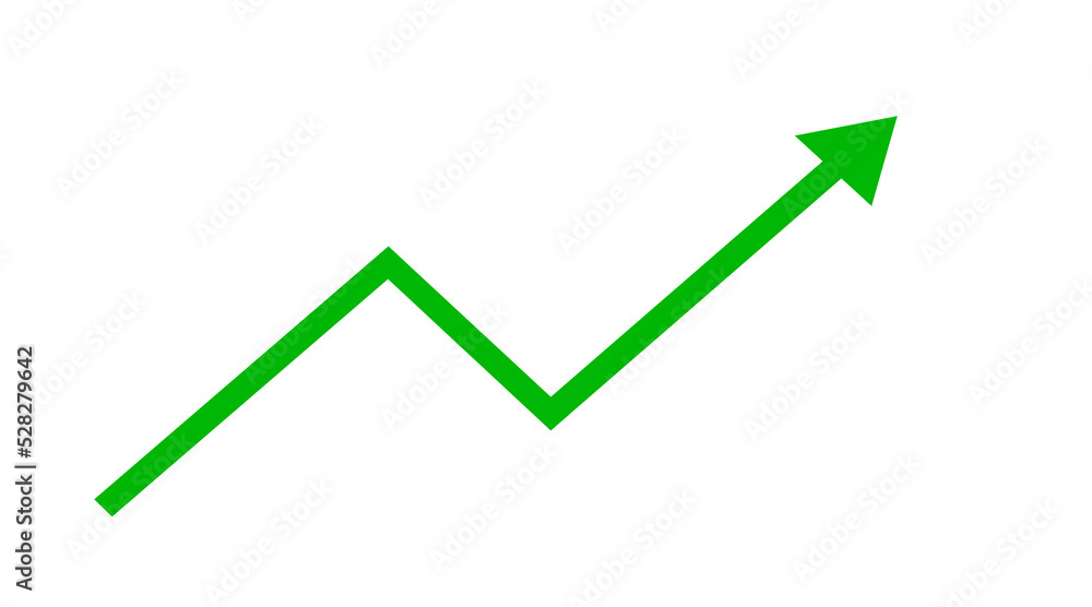 ภาพประกอบสต็อก Illustration of spring green graph with black arrow on ...