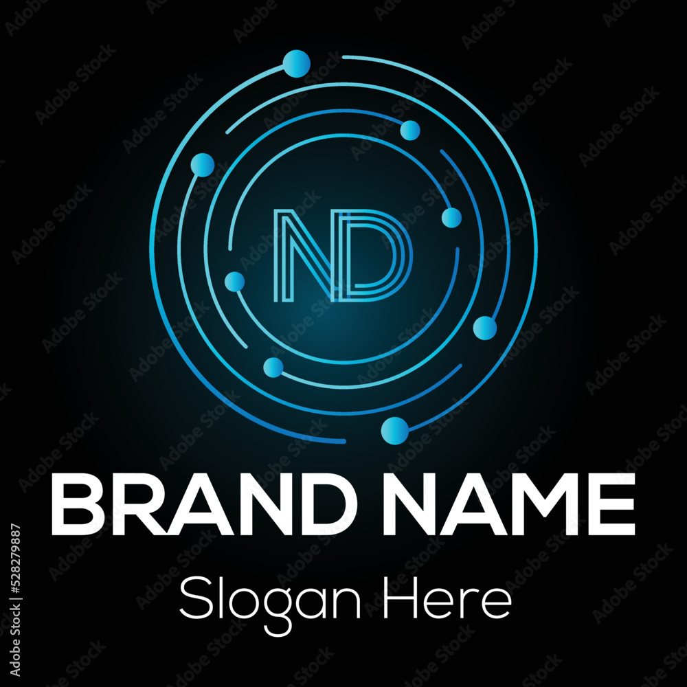 Abstract ND letter modern initial lettermarks logo design Stock Vector ...