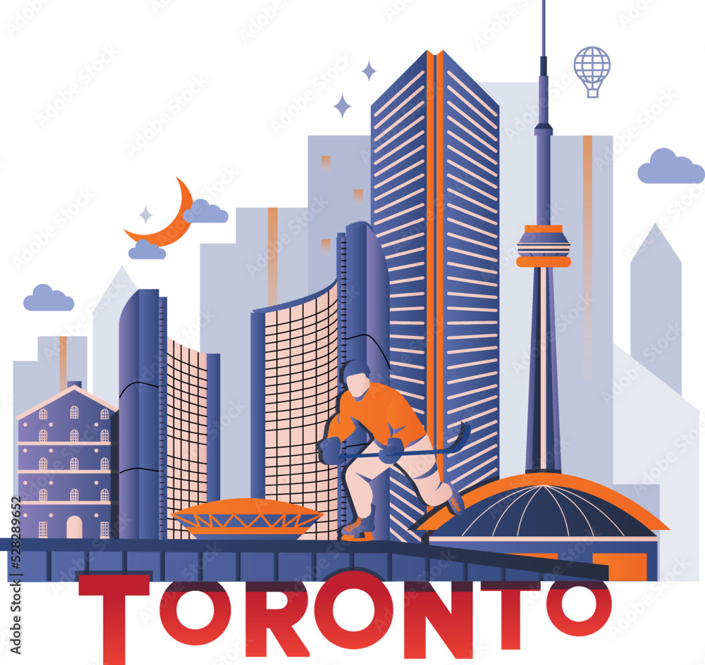 Typography word Toronto branding technology concept. Collection of flat ...