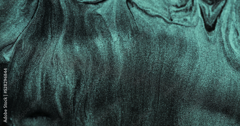 Glitter fluid background. Sparkling texture. Shimmering wave pattern. Defocused verdigris green ...