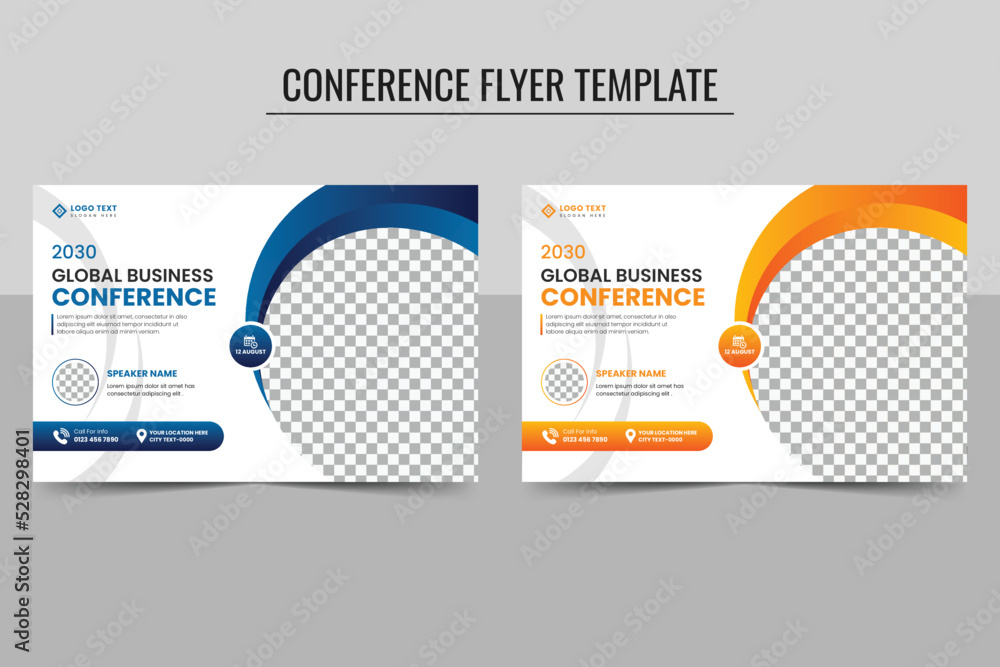 Colorful Business Conference flyer template or live webinar banner ...