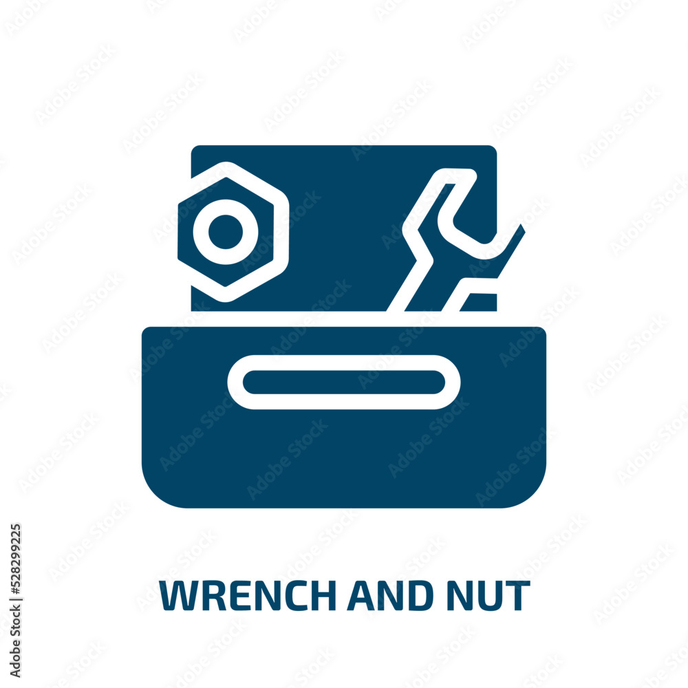 wrench and nut vector icon. wrench and nut, wrench, repair filled icons ...