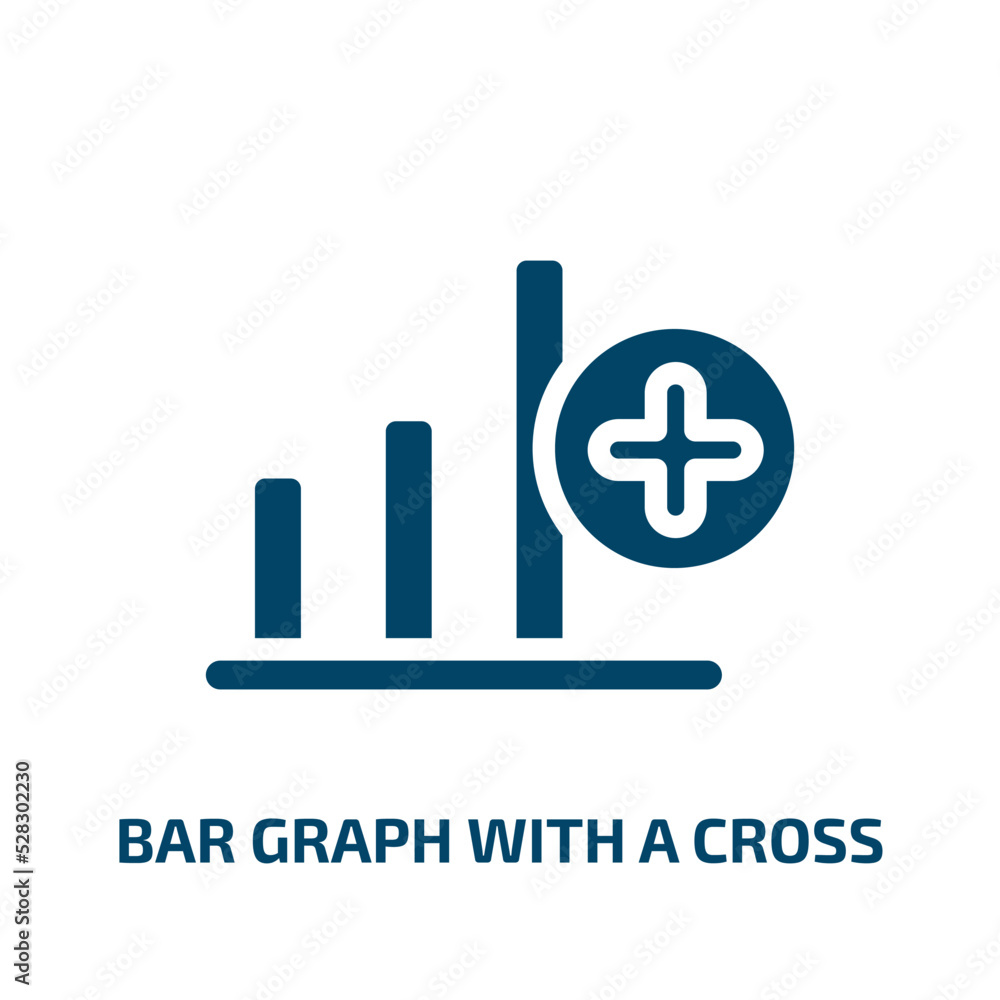 bar graph with a cross vector icon. bar graph with a cross, graph ...