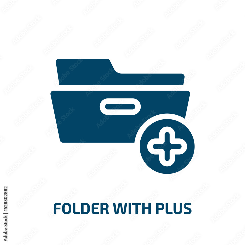folder with plus vector icon. folder with plus, plus, folder filled ...