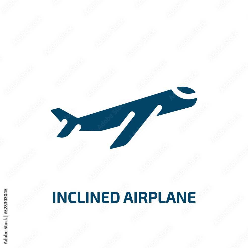 inclined airplane vector icon. inclined airplane, plane, transport ...