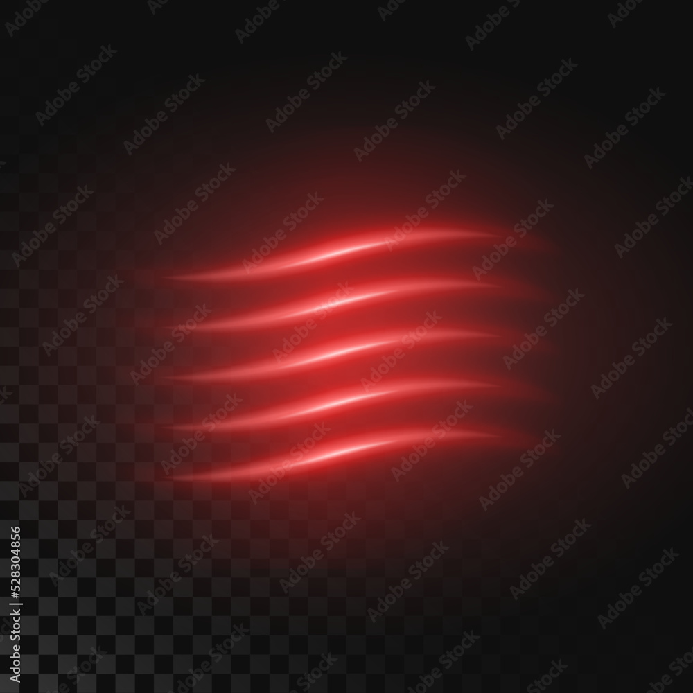 Warm air flow on a dark background. Infrared wind wave light effect ...