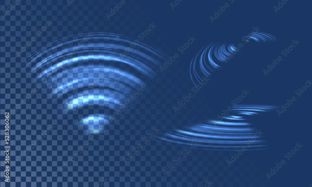 Sensor waves signal or scanner laser in futuristic light style on ...