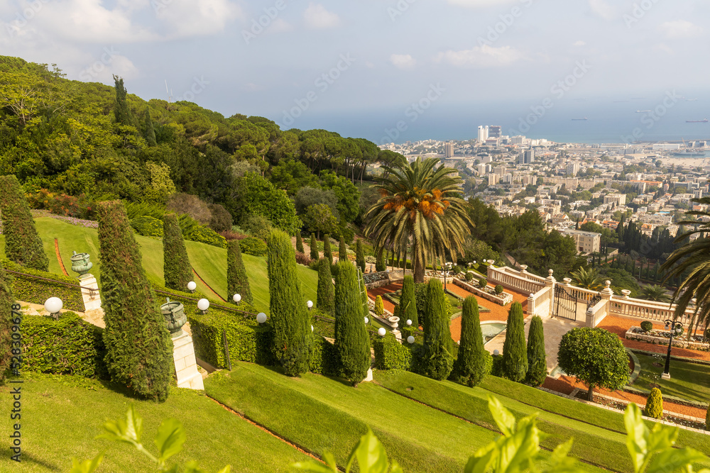 Haifa, Israel, June 26, 202 : view from the Louis Promenade on Mount ...