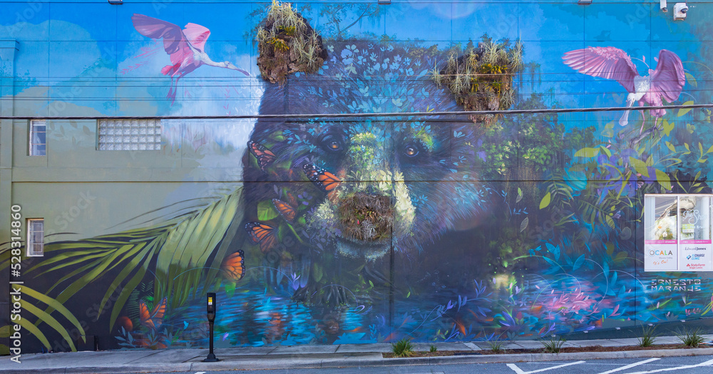 Ocala, FL; 08/18/2022; Beautiful mural on the side of the Brick City ...