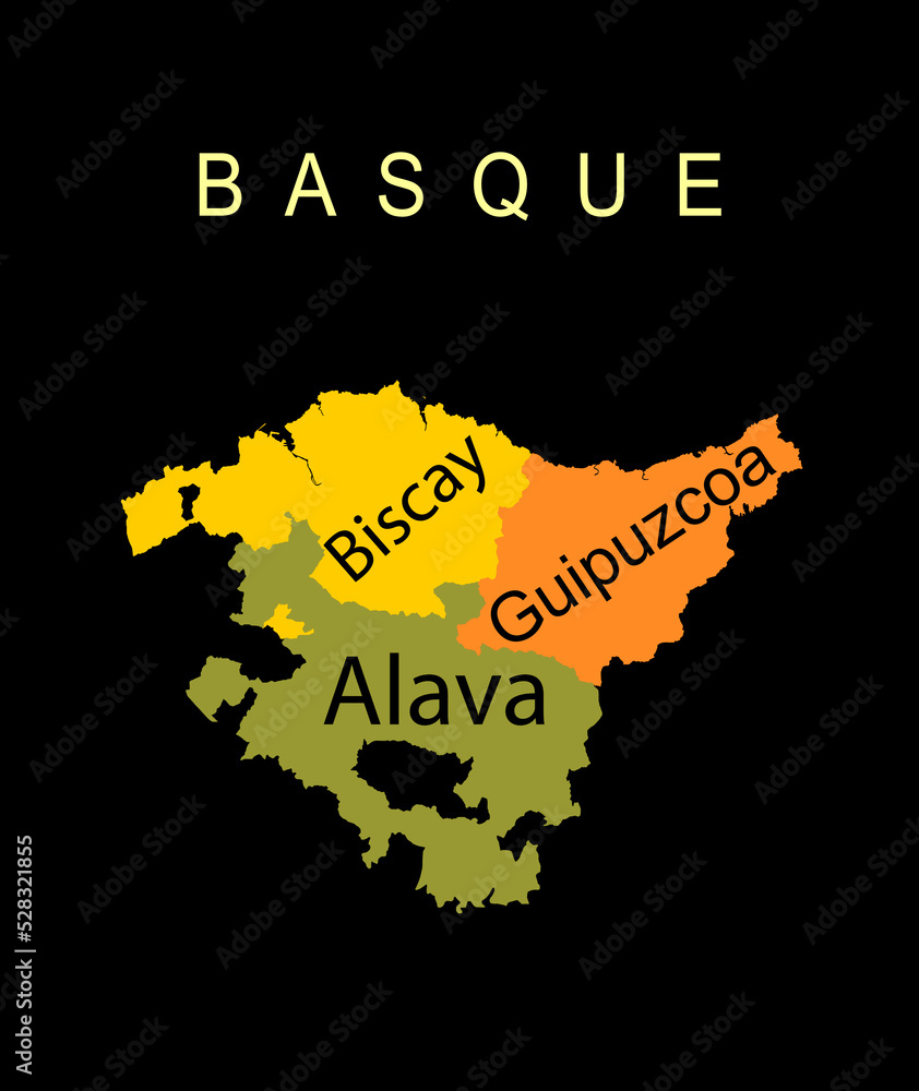 Autonomous community Basque map vector silhouette illustration isolated ...
