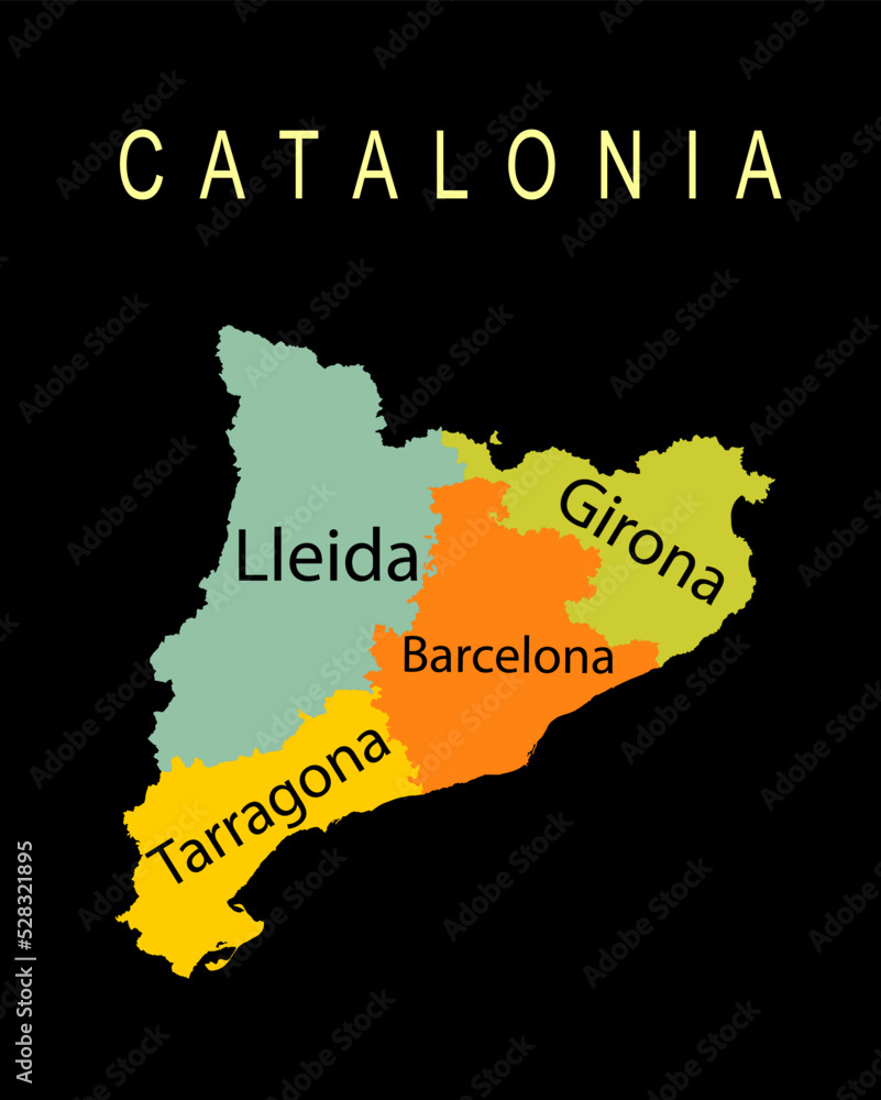 Autonomous community Catalonia map vector silhouette illustration ...