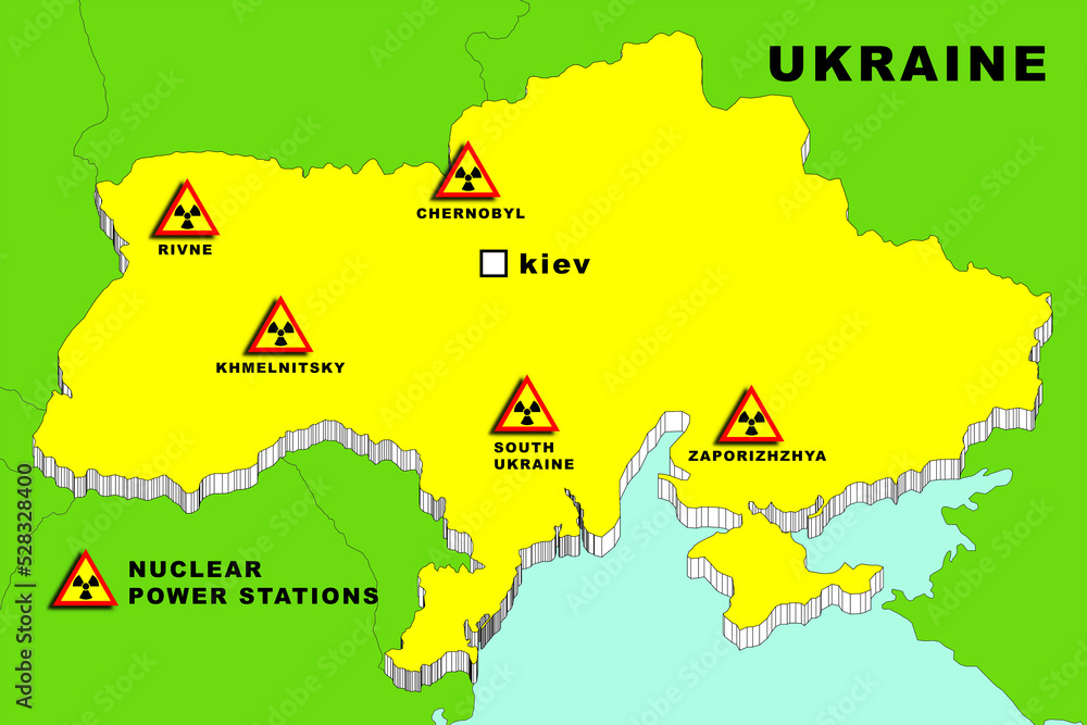 ukraine: illustration of nuclear power plant sites in ukraine where ...