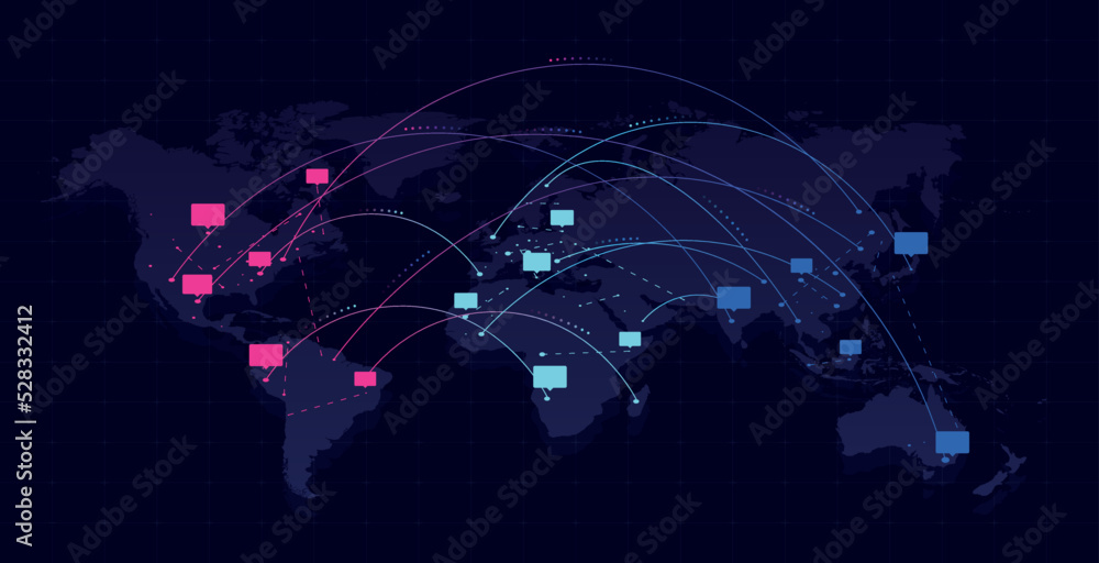 World map point. Metaphor for international trade or data transfer ...