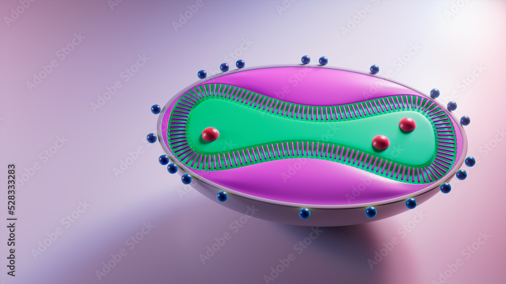Monkeypox Virus Visualization with 3D Cell Structure. 3D Render with ...