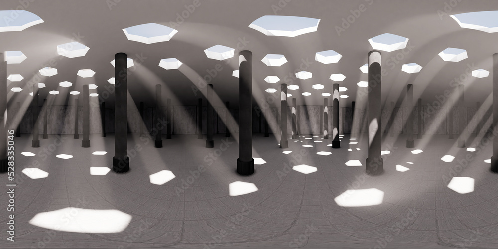 8K HDRI map, spherical environment panorama background with light beams ...
