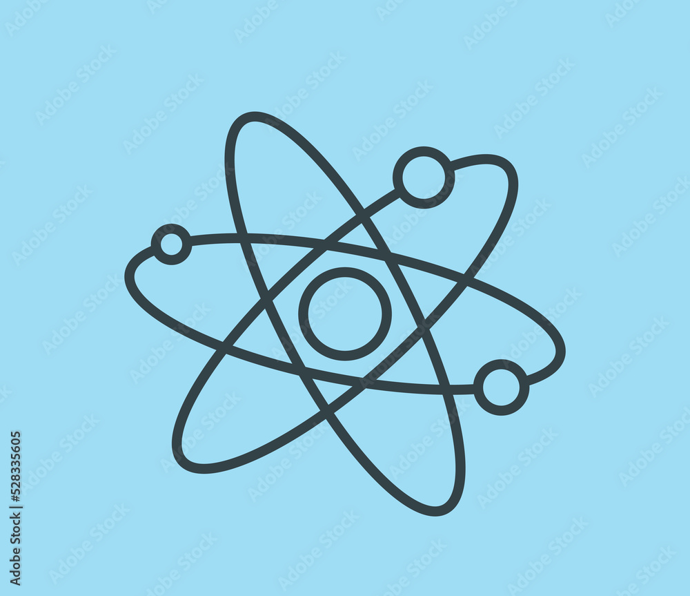 Minimalist atom diagram. Study of physics and interaction of particles ...