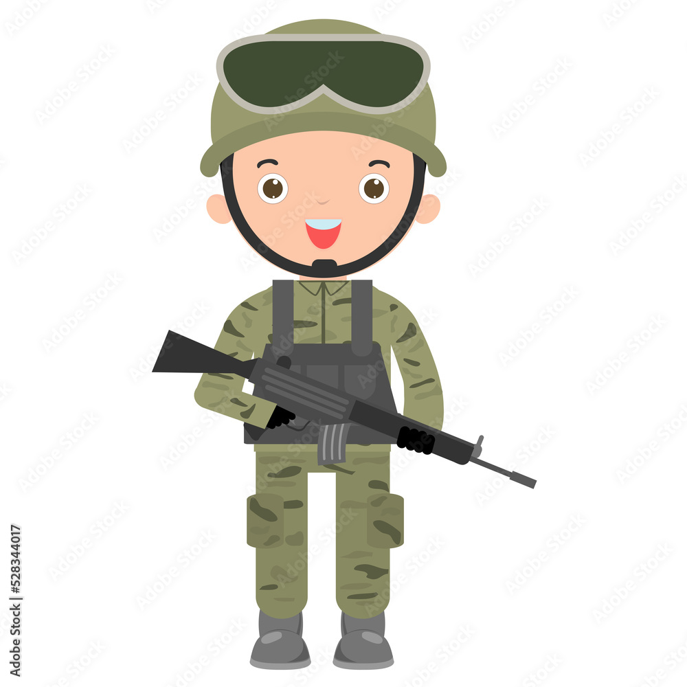 soldiers. men and women. flat cartoon character design US Army ...