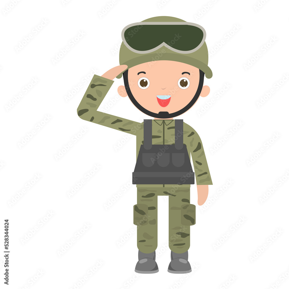 soldiers. men and women. flat cartoon character design US Army ...