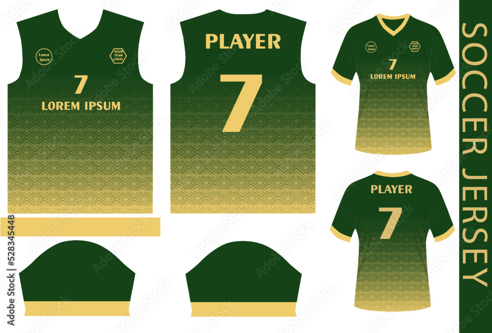 soccer jersey design template with pattern and mocku Stock Vector ...