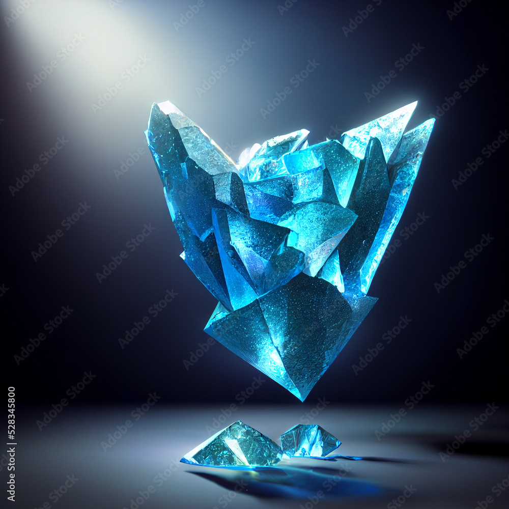 blue crystal shards, magical, light background,, unreal engine, octane ...
