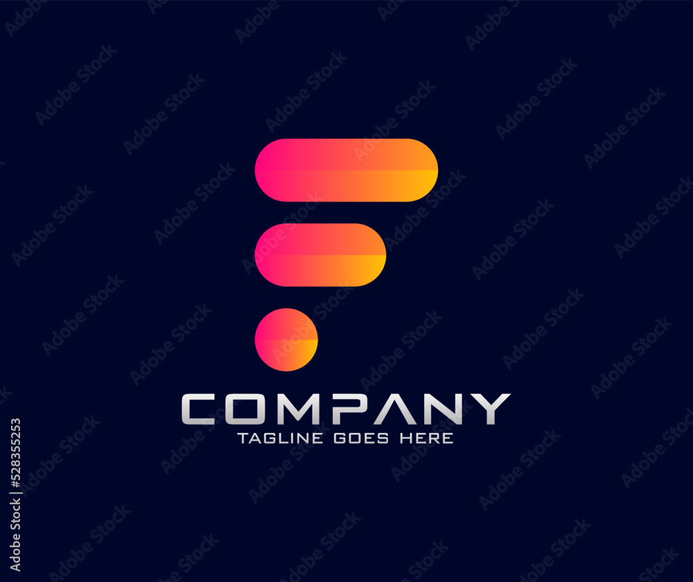 Modern letter f logo app icon design. alphabet capital letter F logo ...