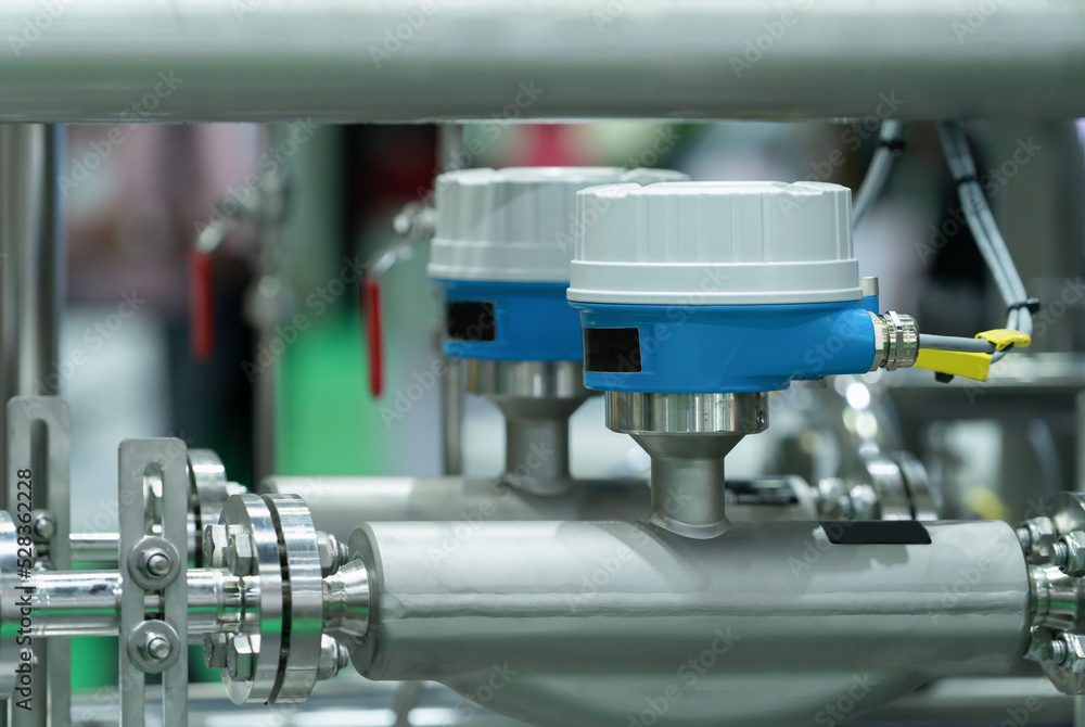 Motorized Control Positioner Valve installed in a factory pipeline ...