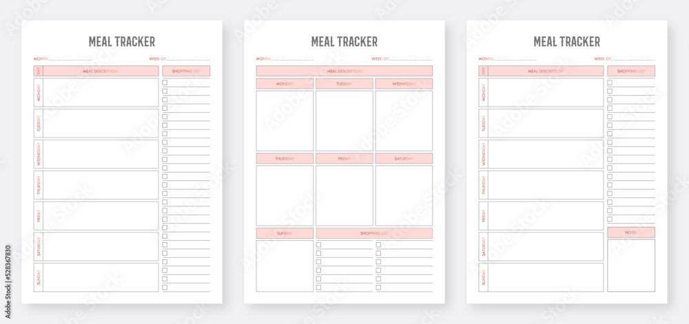Weekly Meal Planner Template. Weekly Meal Tracker. Printable Meal ...