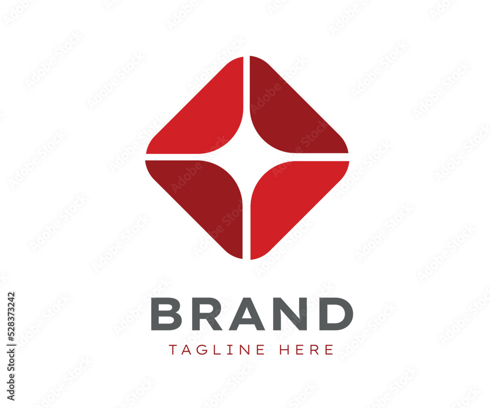 Vector red square with four-pointed white star inside for Corporate ...