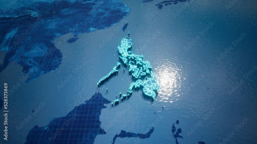 Vidéo Stock Abstract geometric futuristic concept 3d Map of Philippines ...