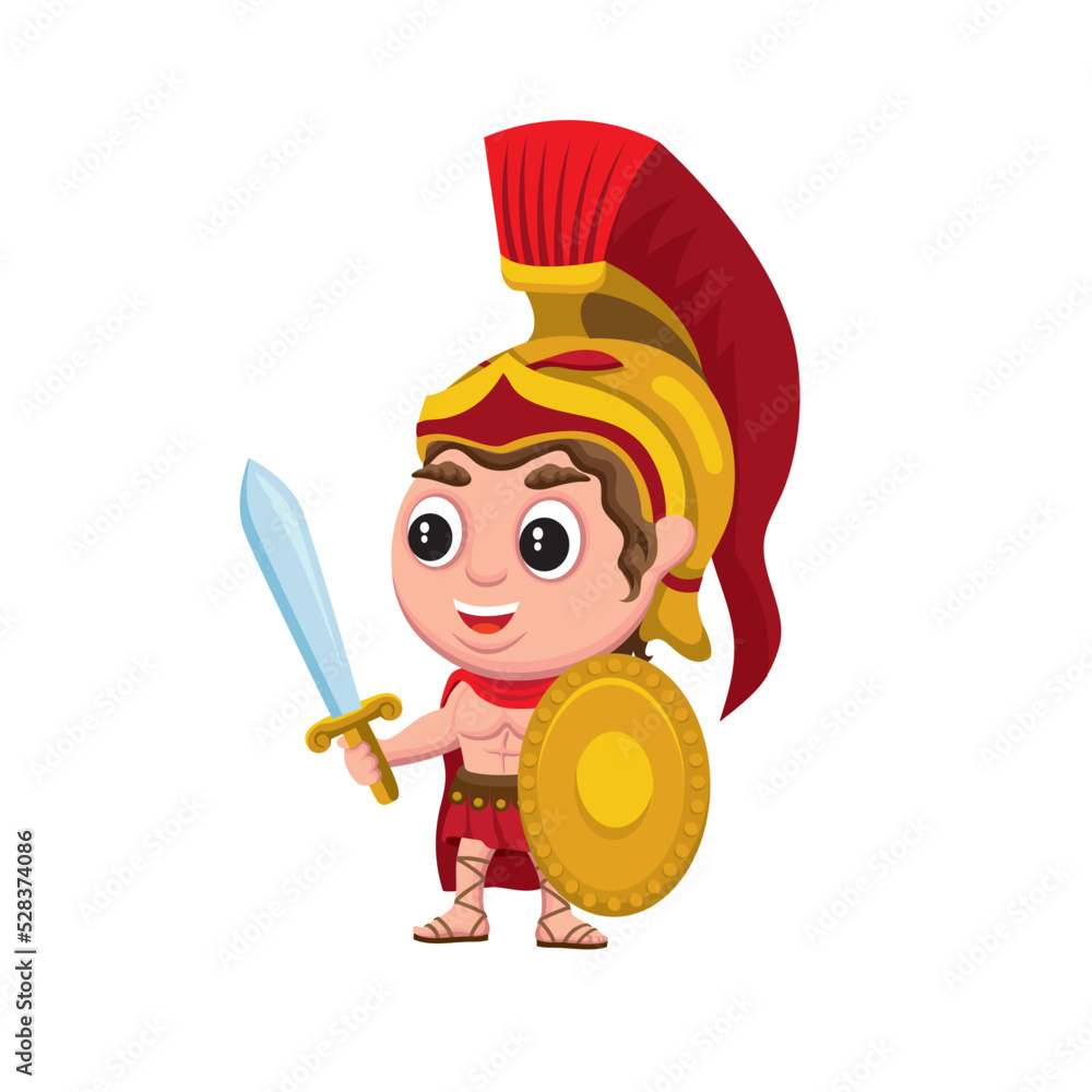 Cute cartoon style illustration of Greek god of war Ares Stock Vector ...