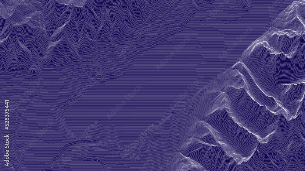 Mountain landscape. Wireframe surface. Peak map. Lake Quinault. 3d ...