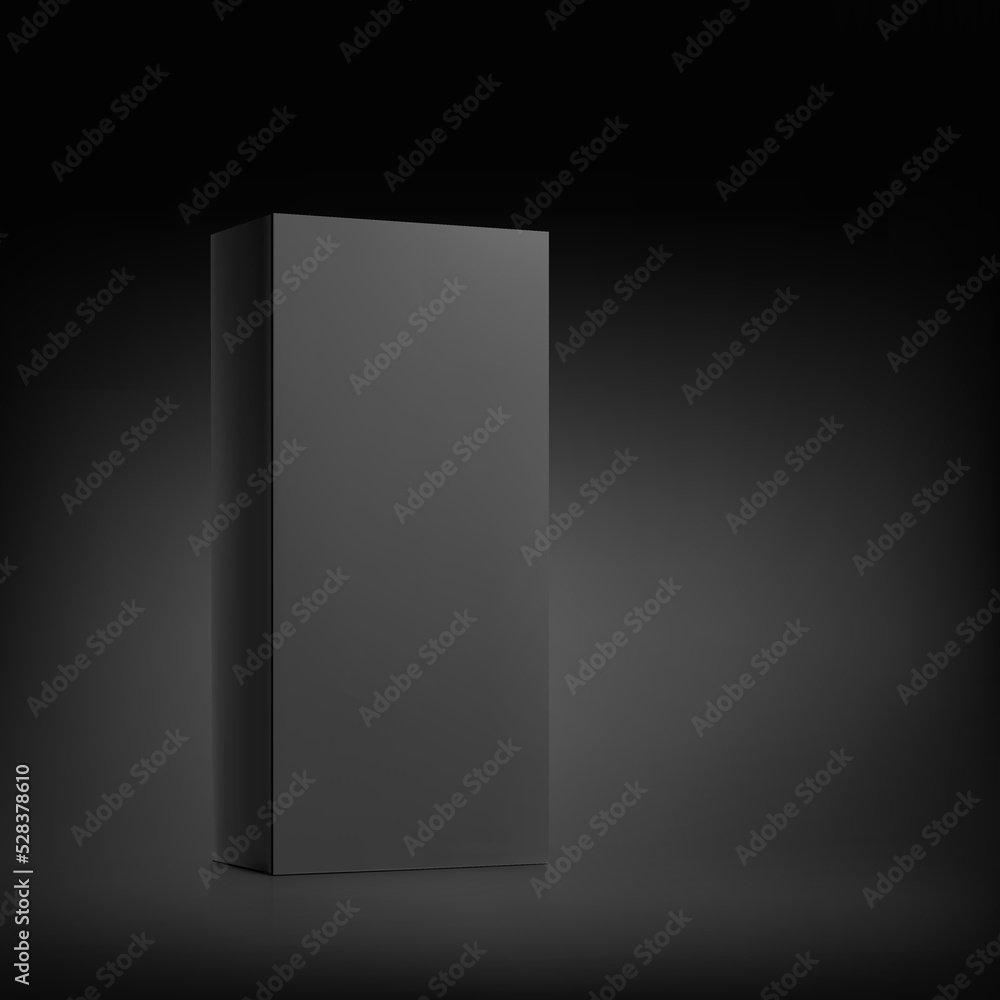 Realistic black box mockup. Perspective view. Vector illustration. Can ...